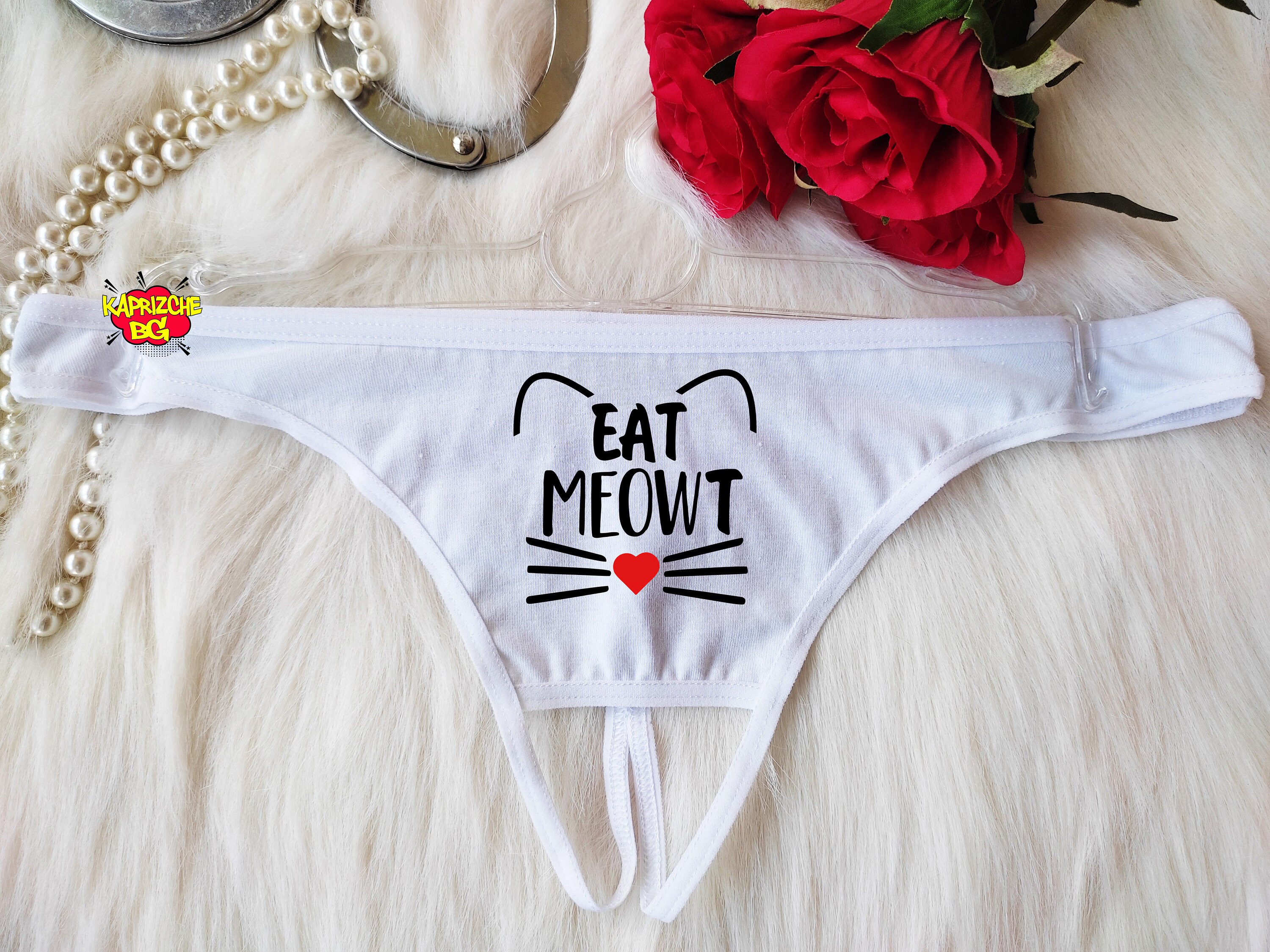 Eat Meowt Crotchless Lingerie black Sexy Thong Panty - Etsy