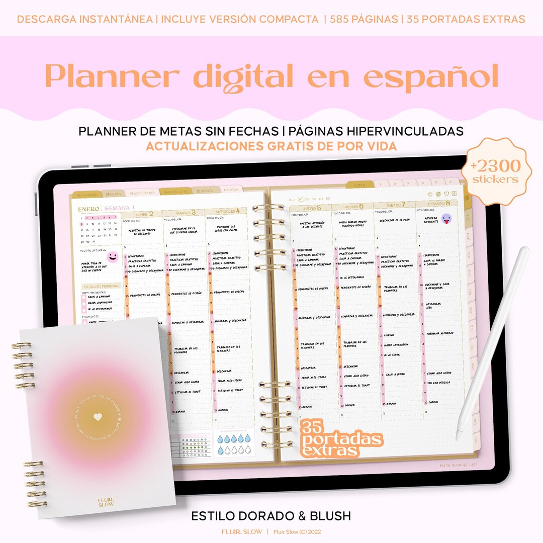 Planificador digital en Español Planner de metas sin fecha Spanish ...