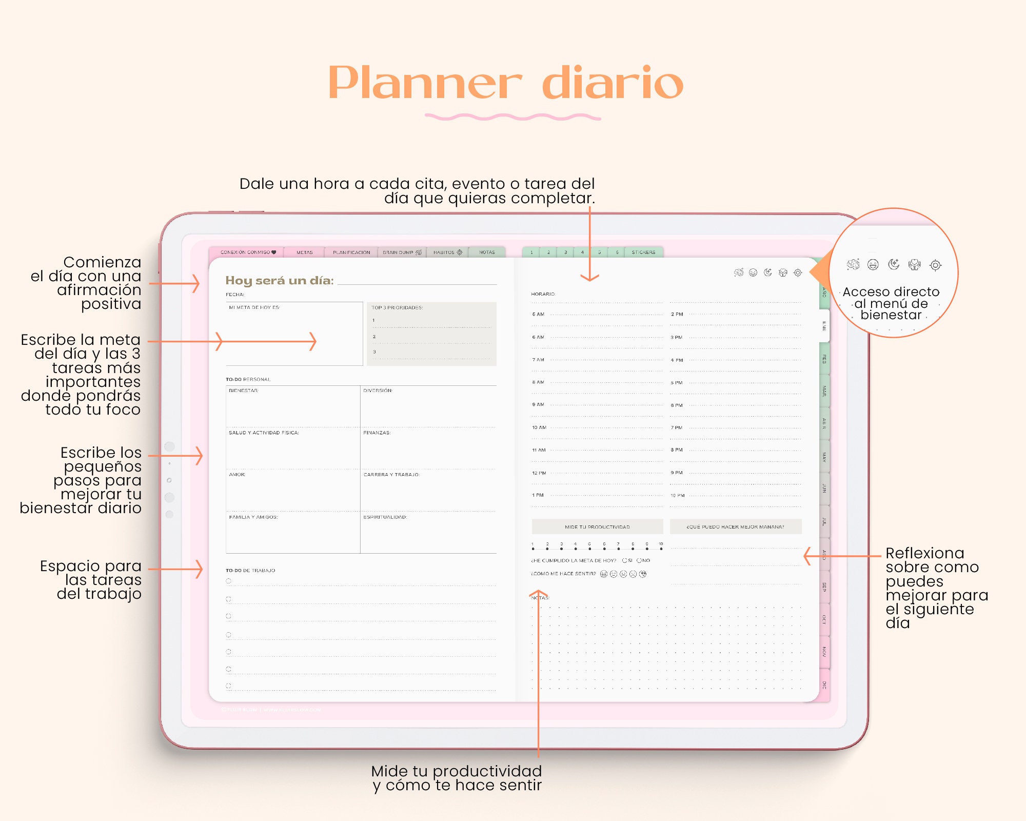 Planificador digital en Español Planificador digital sin fecha Spanish ...