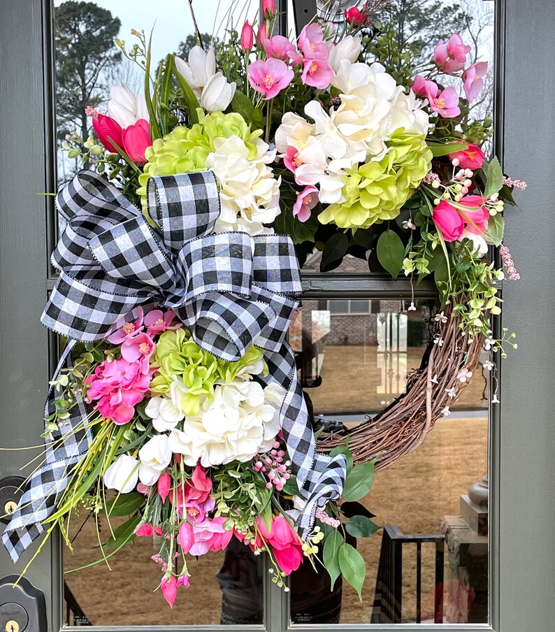 Large Spring Wreath for Front Door Summer Wreath Pink and - Etsy