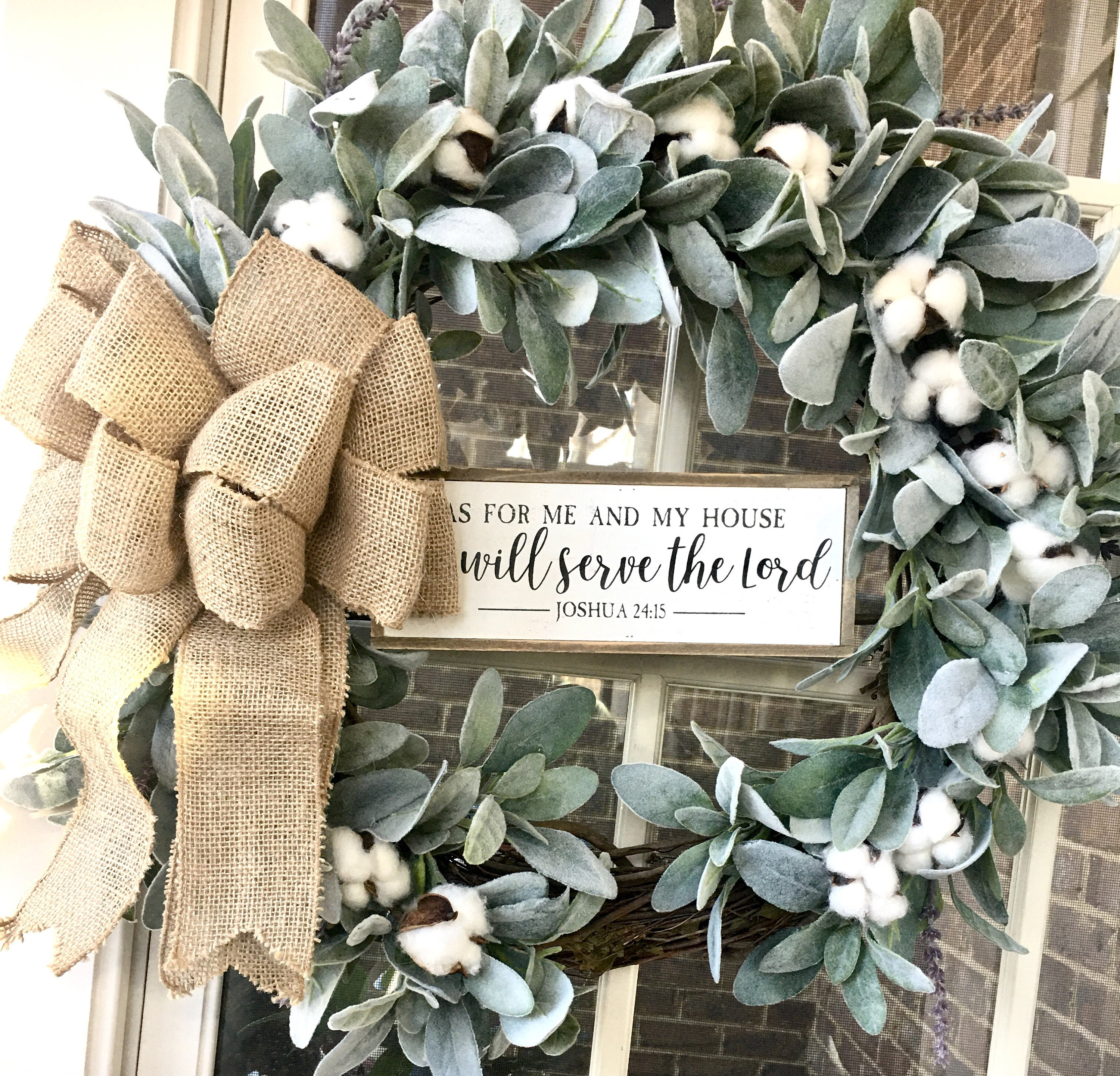 Christian Wreath for Front Door Gray and White Farmhouse | Etsy