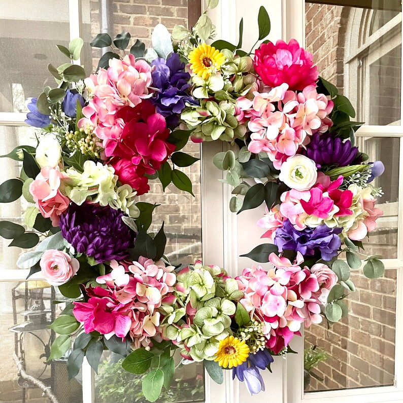 Large Spring Wreath for Front Door-colorful Summer | Etsy