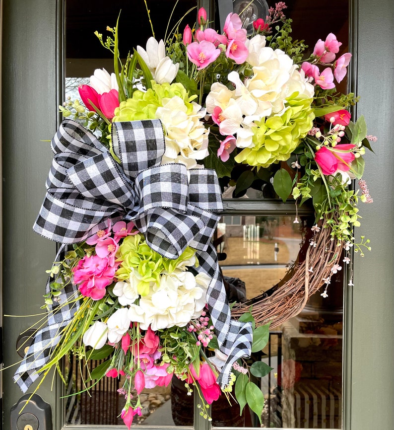 Large Spring Wreath for Front Door Summer Wreath Pink and - Etsy