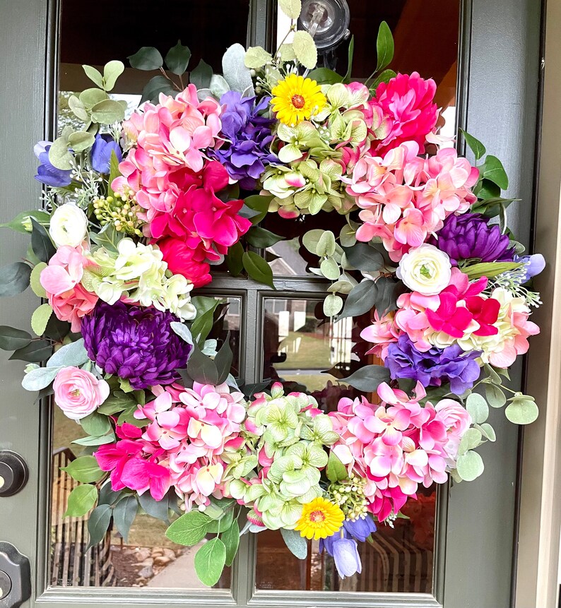 Large Spring Wreath for Front Door-colorful Summer | Etsy