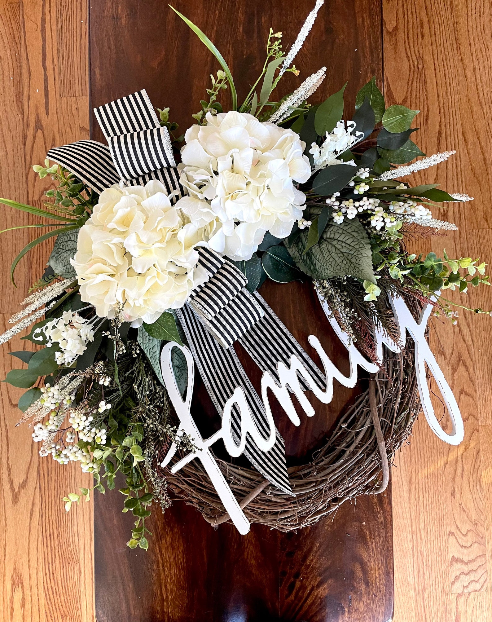 Family Wreath for Front Door Beige Everyday Wreath Spring | Etsy