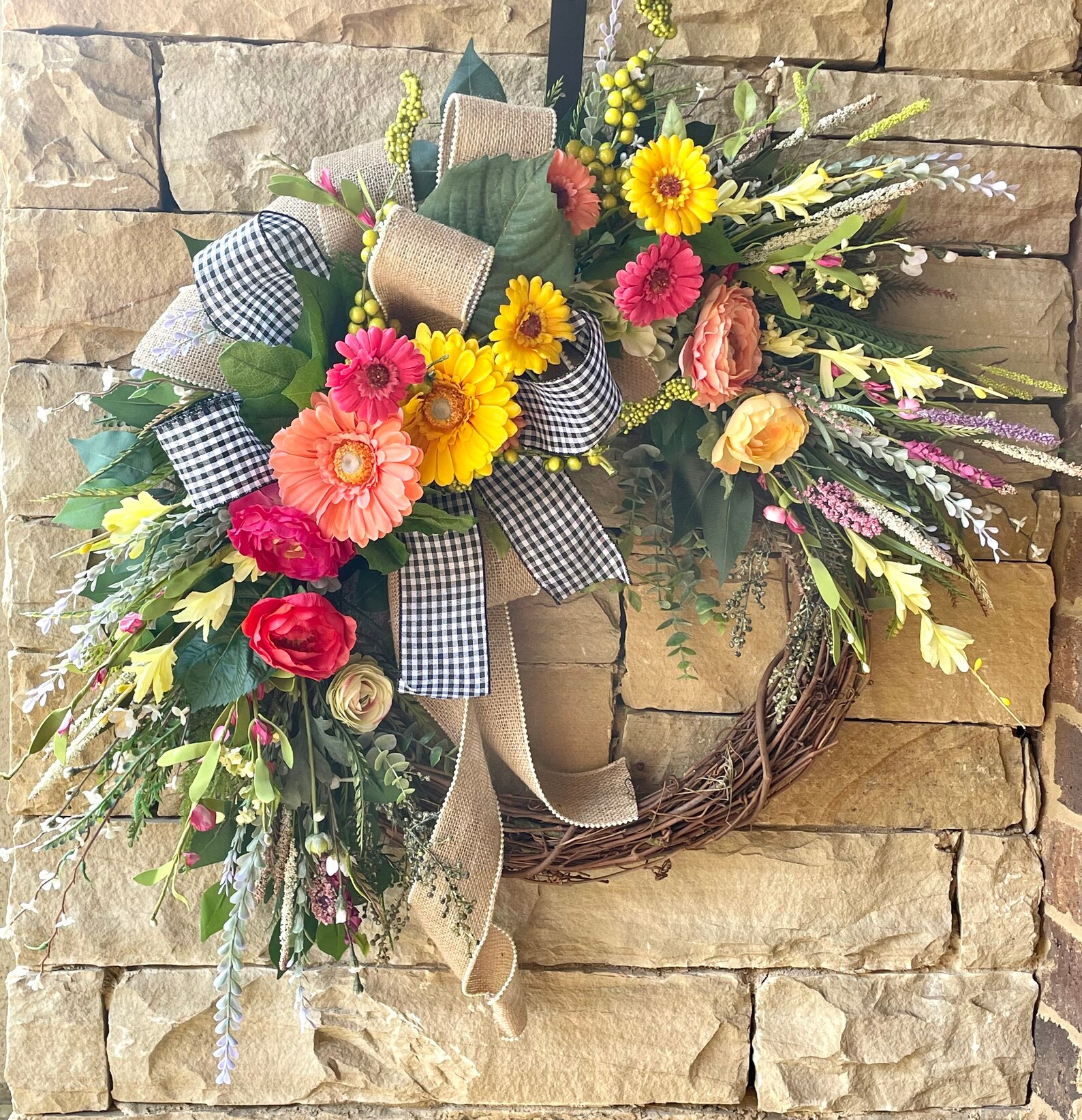 Large Colorful Spring Wreath for Front Door Easter Wreath - Etsy