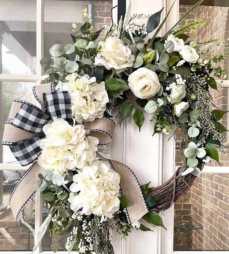 Large Cream Wreath for Front Door Beige All Season Wreath - Etsy