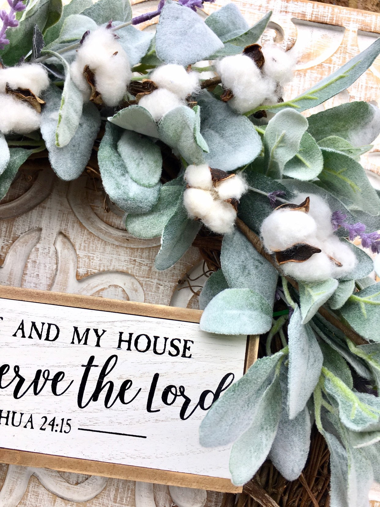 Christian Wreath for Front Door Gray and White Farmhouse | Etsy