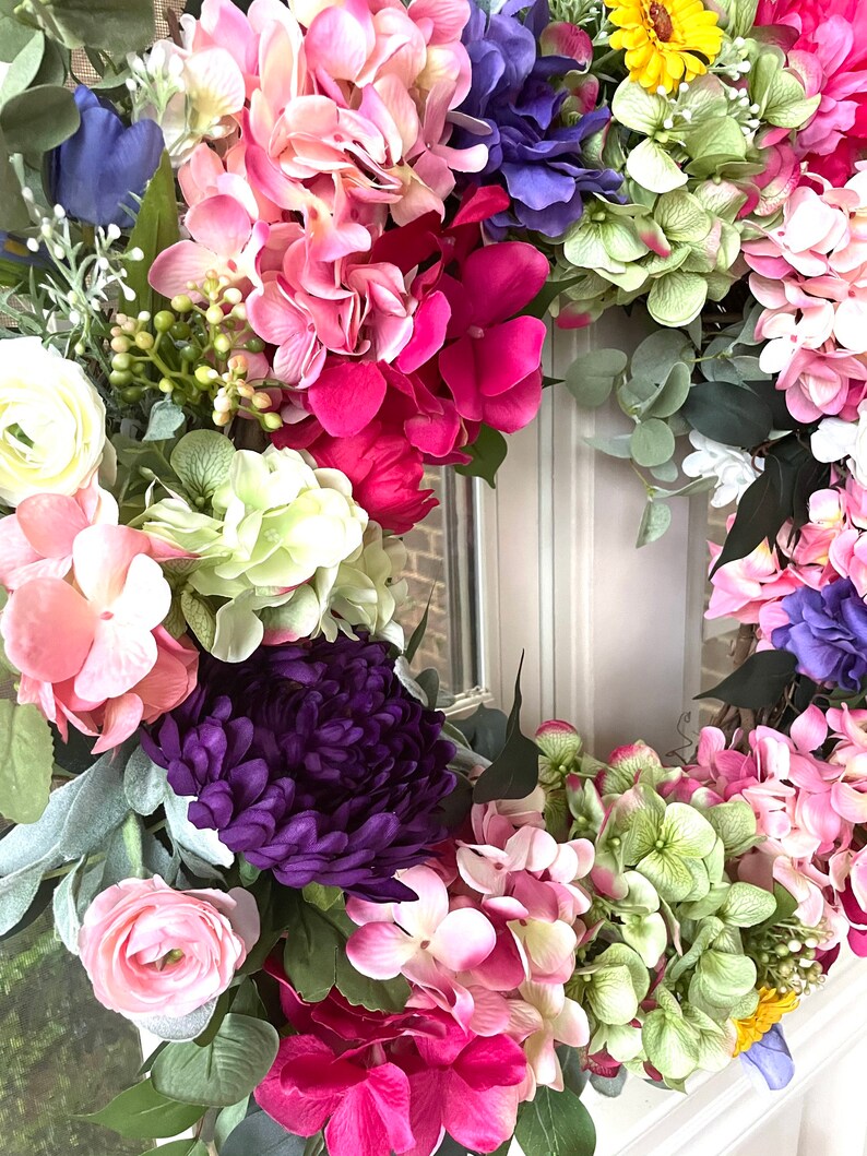 Large Spring Wreath for Front Door-colorful Summer | Etsy