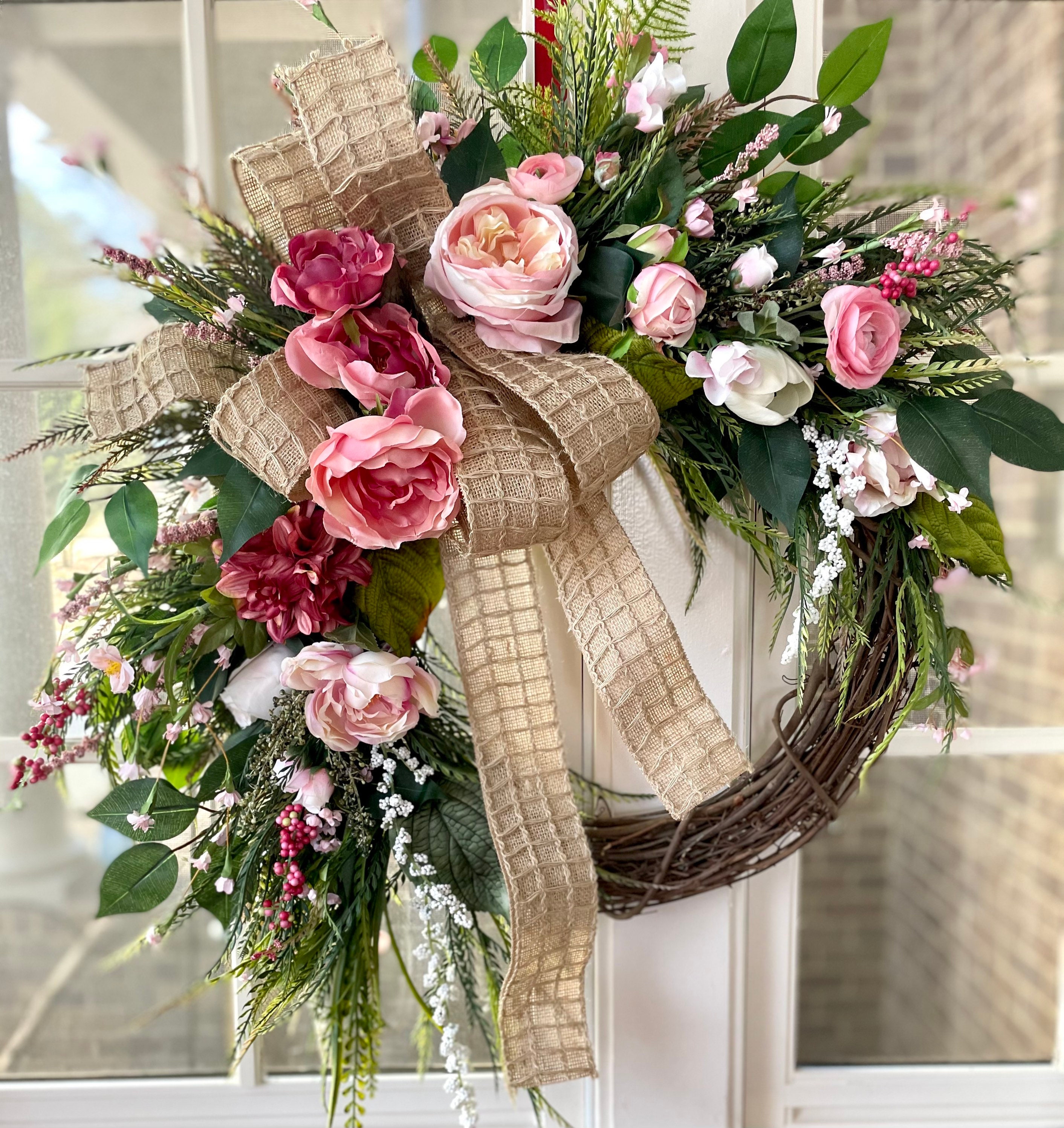 Large Spring Wreath for Front Door Easter All Season Year | Etsy