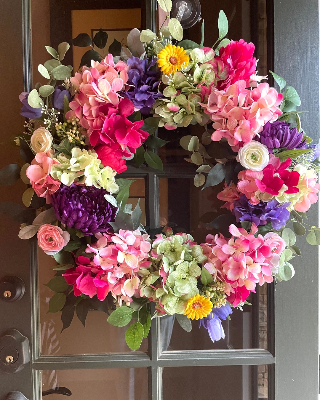 Large Spring Wreath for Front Door-colorful Summer Wreath-transitional ...