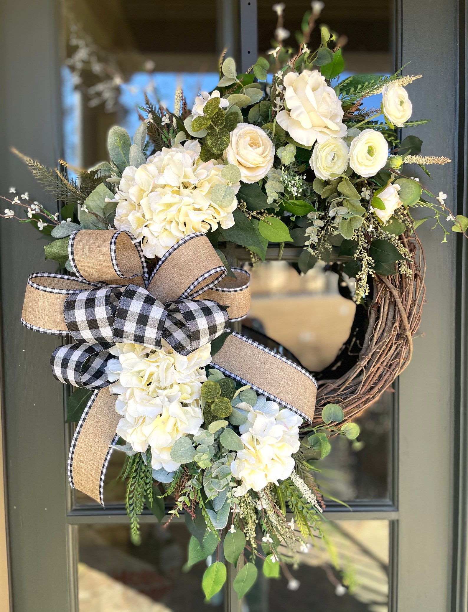 Large Cream Wreath for Front Door, Beige All Season Wreath ...
