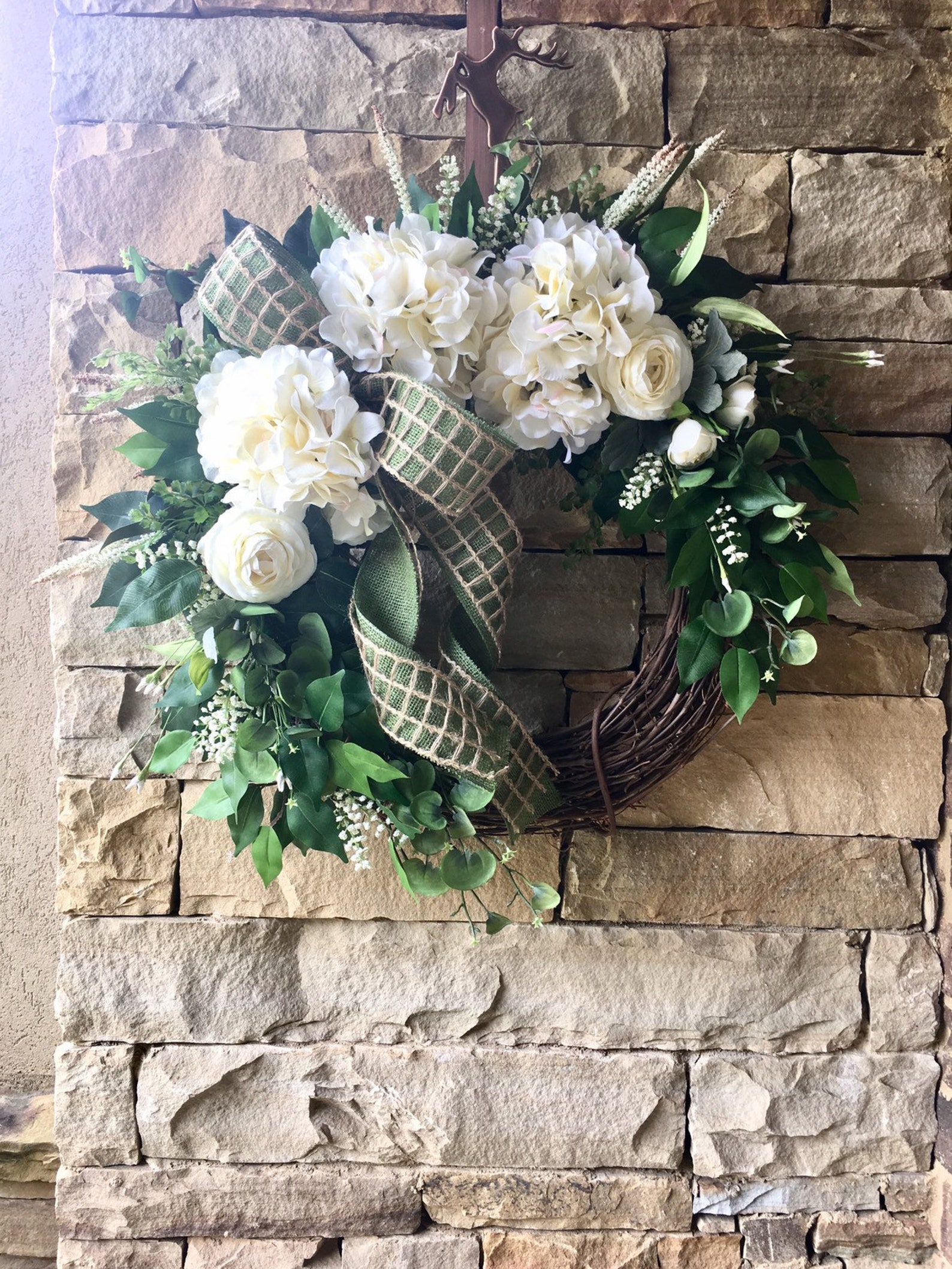 Cream Wreath for Front Door Large All Season Wreath - Etsy