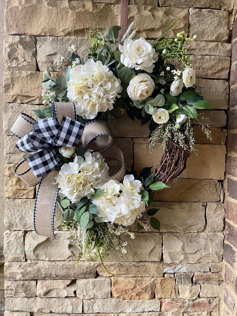 Large Cream Wreath for Front Door Beige All Season Wreath - Etsy