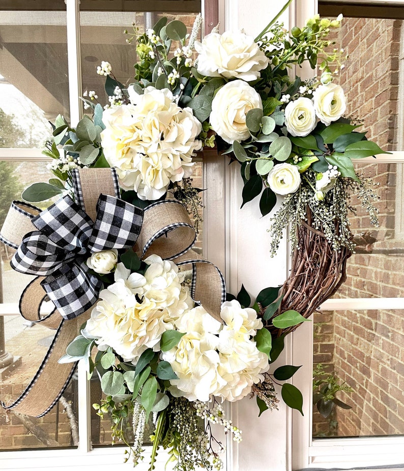Large Cream Wreath for Front Door Beige All Season Wreath - Etsy