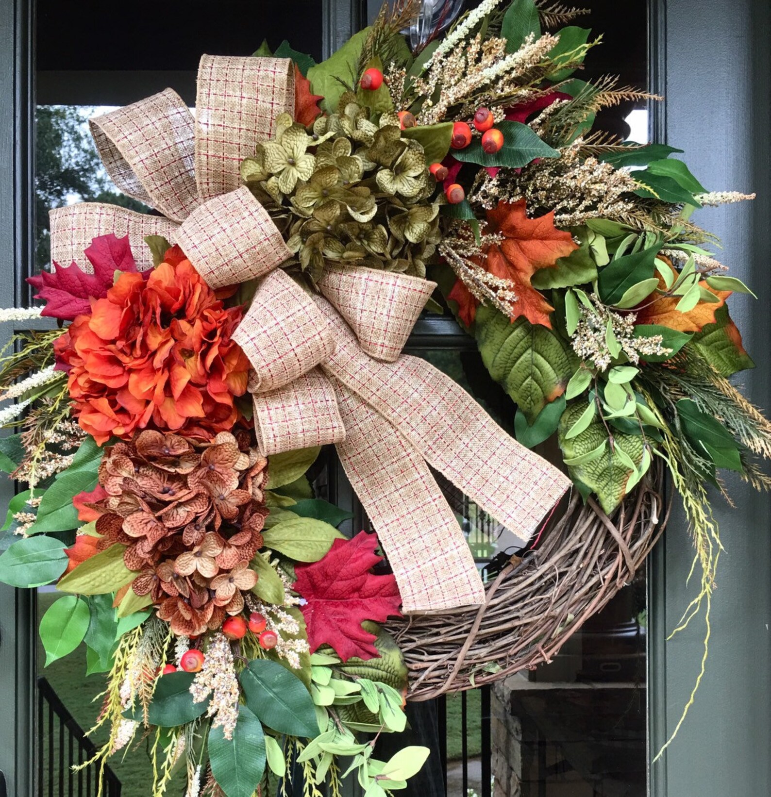 Fall Wreath for Front Door Year Long Fall Hydrangeas Wreath - Etsy