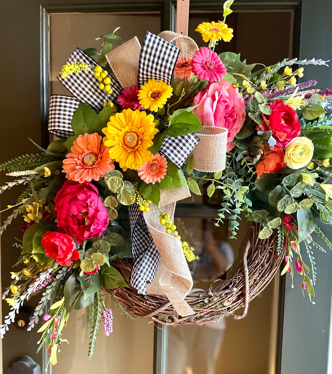 Large Colorful Spring Wreath for Front Door Easter Wreath - Etsy