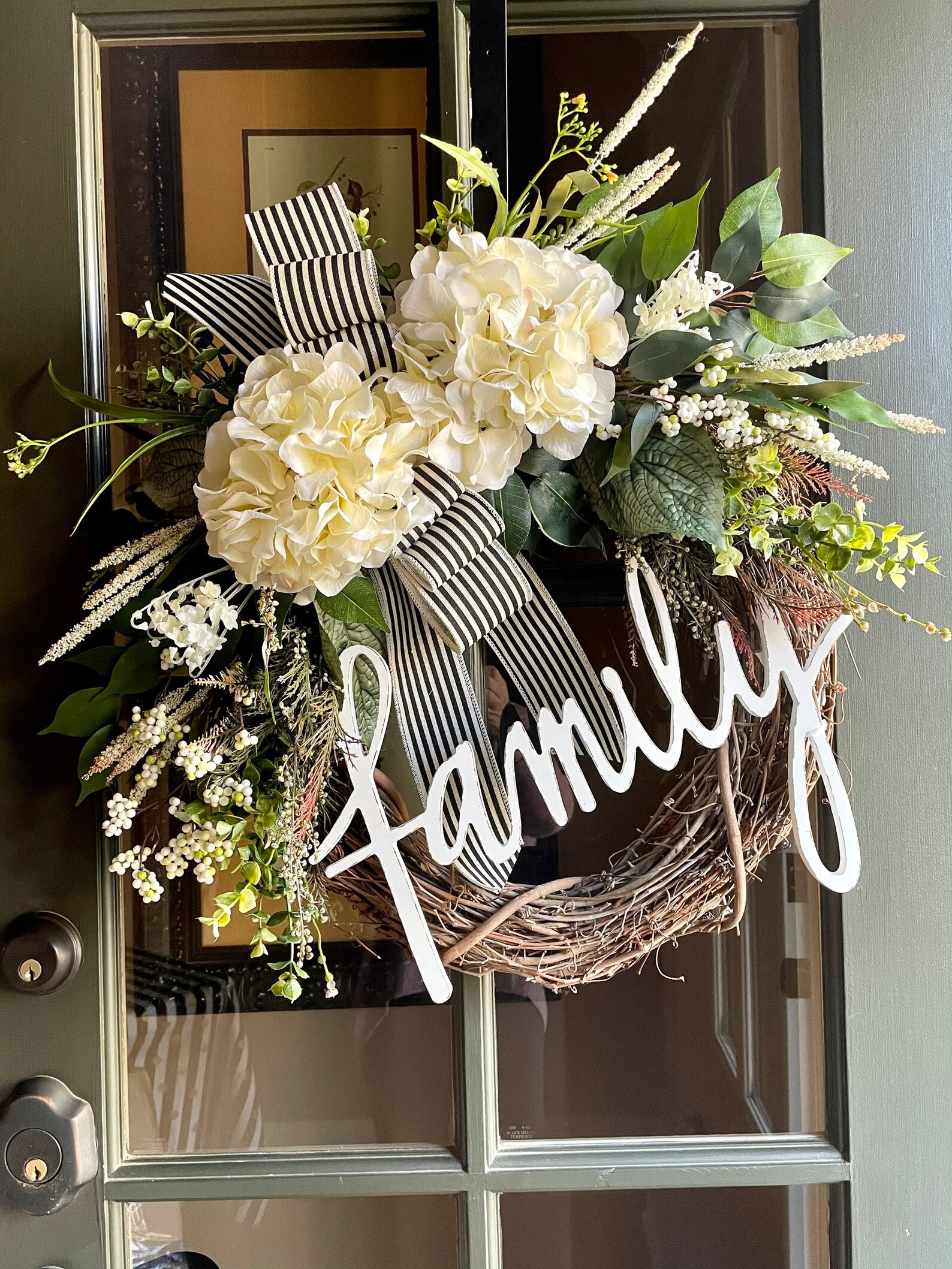 Family Wreath for Front Door Beige Everyday Wreath Spring | Etsy