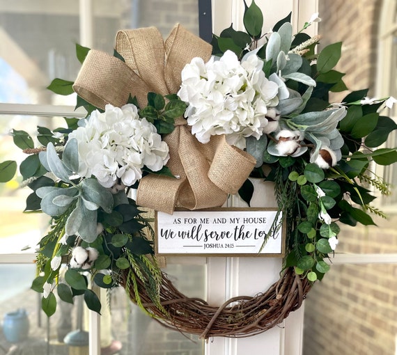 Christian Wreath for Front Door White All Season Wreath for - Etsy