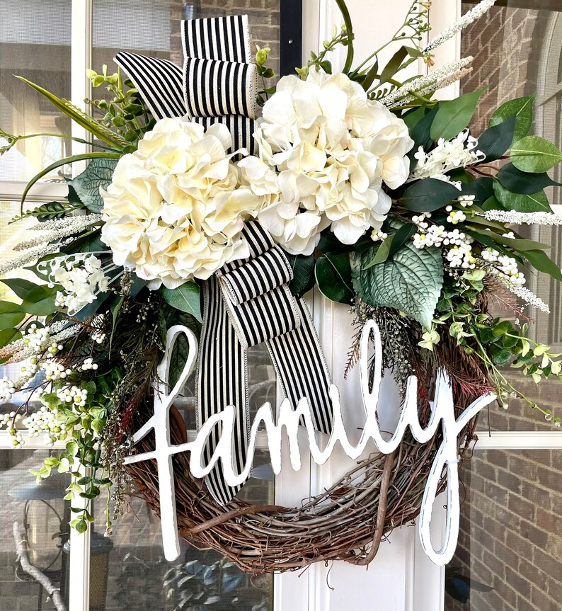 Family Wreath for Front Door Beige Everyday Wreath Spring | Etsy