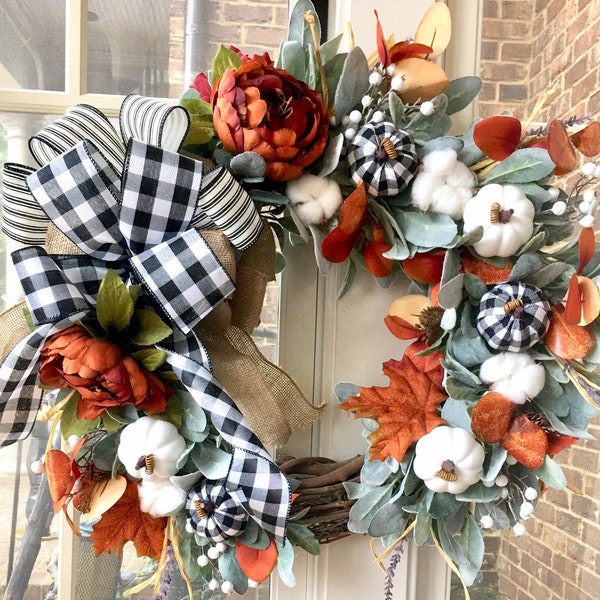 Fall Buffalo Check Wreath - Etsy