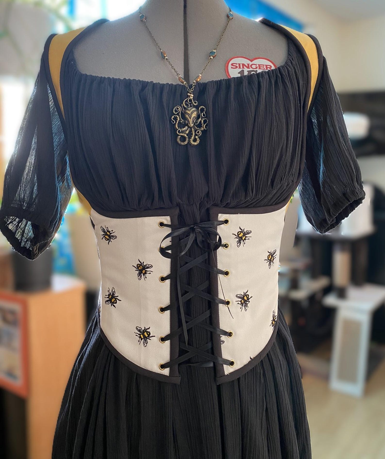 Bee White Black and Yellow Corset Vest - Etsy