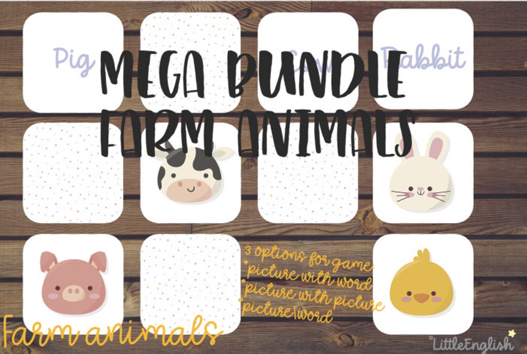 PRINTABLE Mega Bundle Farm Animals Games, Puzzle, Bingo, Clip Cards ...
