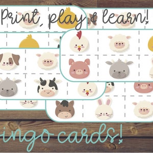 PRINTABLE Mega Bundle Farm Animals Games, Puzzle, Bingo, Clip Cards ...