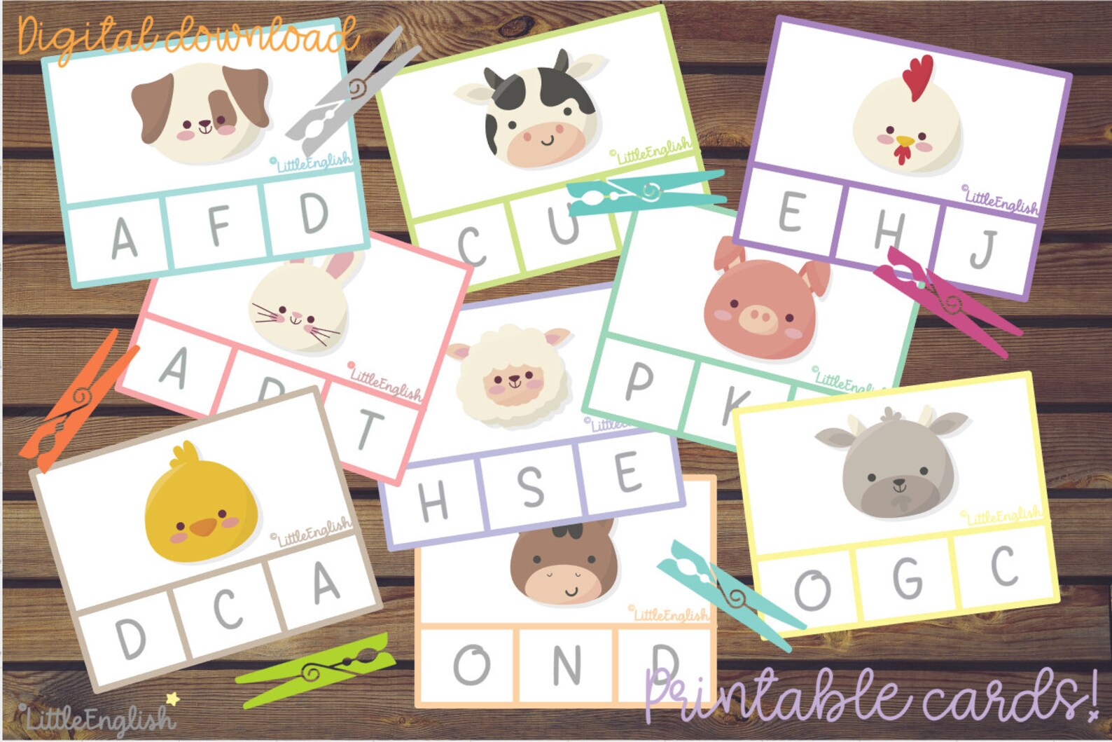 PRINTABLE Mega Bundle Farm Animals Games, Puzzle, Bingo, Clip Cards ...