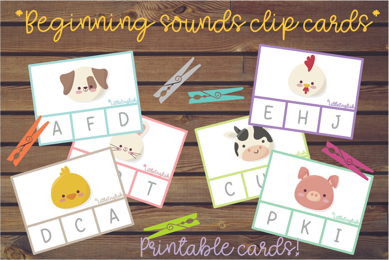 PRINTABLE Beginning Sounds Clip Cards, Preschool, Primary Vocabulary ...