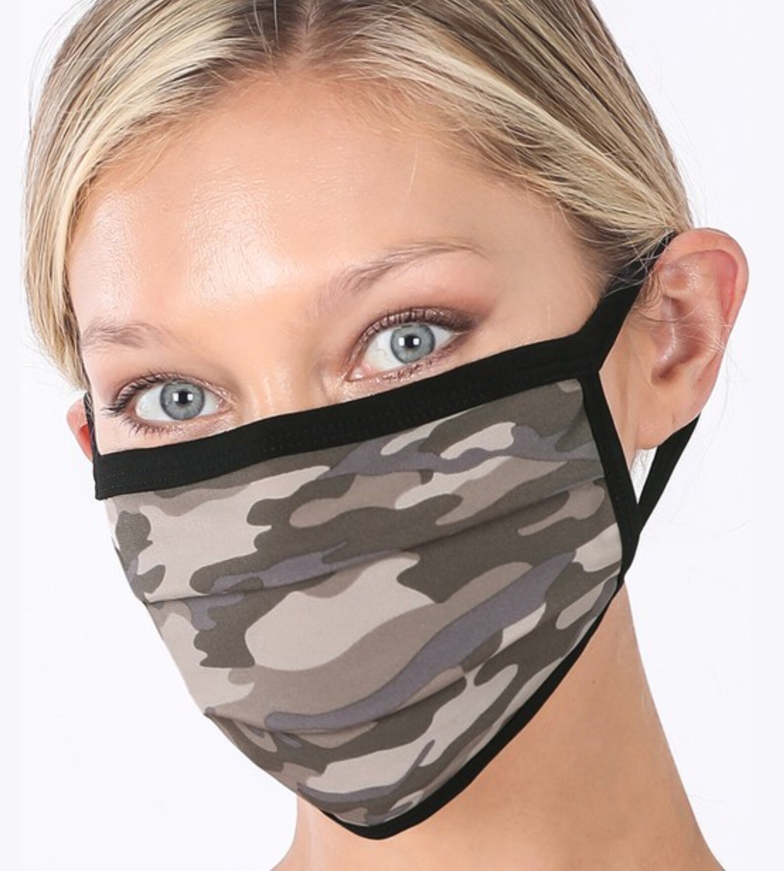 Camouflage Print Pleated Face Mask Covering by Zenana | Etsy