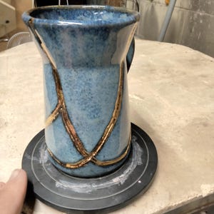 Kintsugi Style Ceramic Mug Blue - Etsy