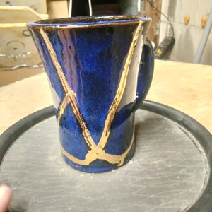 Kintsugi Style Ceramic Mug Blue - Etsy