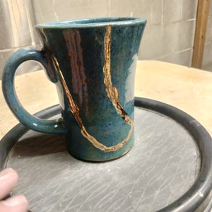 Kintsugi Style Ceramic Mug Blue - Etsy