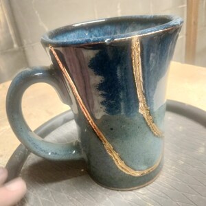 Kintsugi Style Ceramic Mug Blue - Etsy
