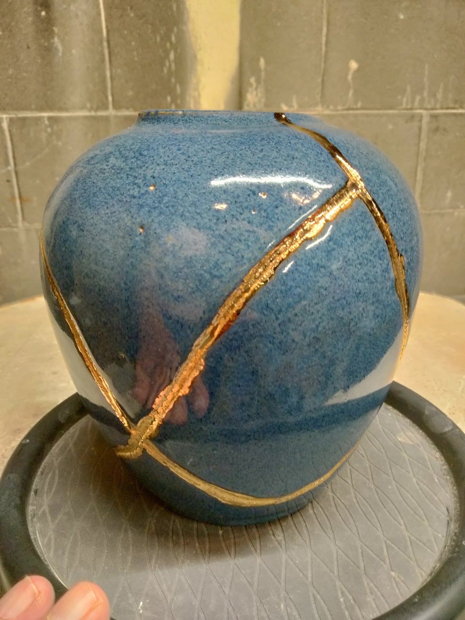 Kintsugi Style Vase Stoned Denim Color - Etsy