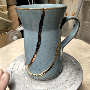 Kintsugi Style Ceramic Mug Blue - Etsy