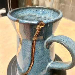 Kintsugi Style Ceramic Mug Blue - Etsy