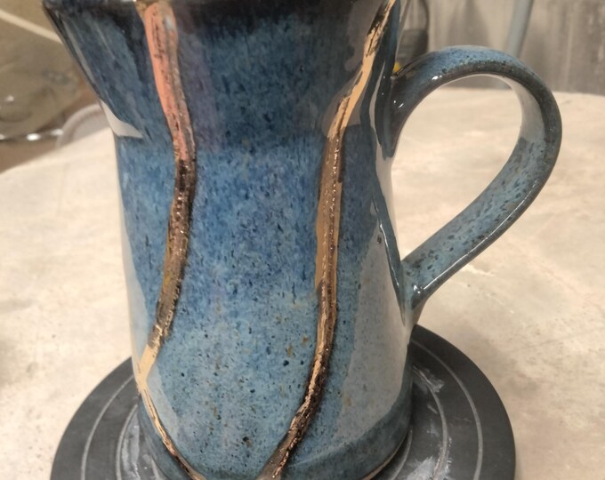 Kintsugi Style Ceramic Mug Blue - Etsy