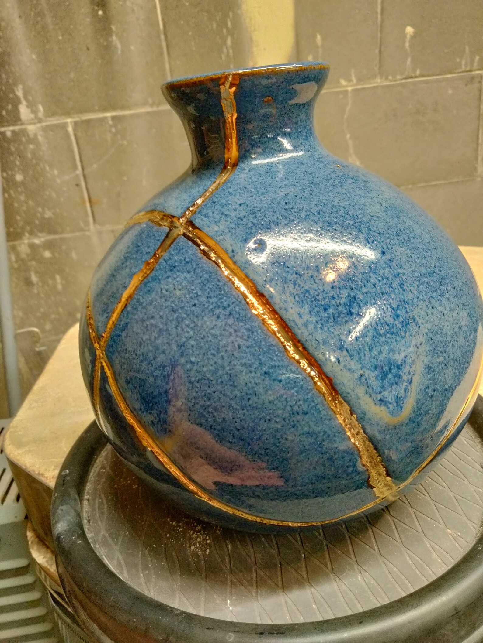 Kintsugi Style Vase Stoned Denim Color - Etsy