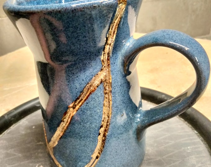 Kintsugi Style Ceramic Mug Blue - Etsy
