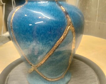 Kintsugi Style Vase Stoned Denim Color - Etsy