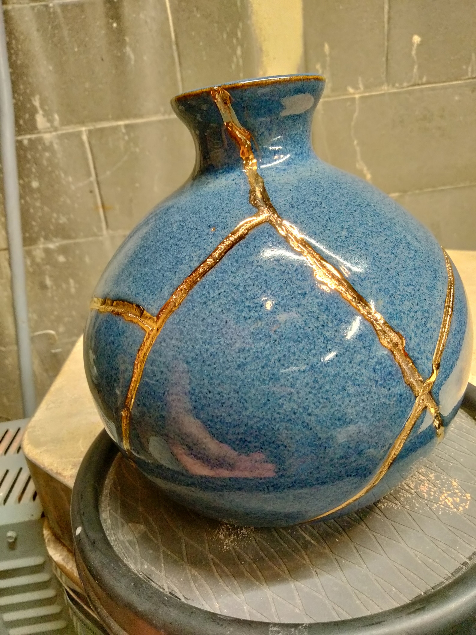 Kintsugi Style Vase Stoned Denim Color - Etsy