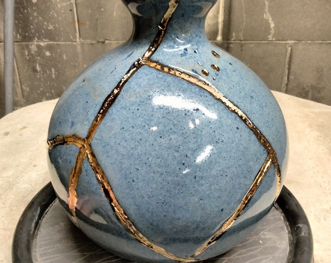 Kintsugi Style Vase Stoned Denim Color - Etsy