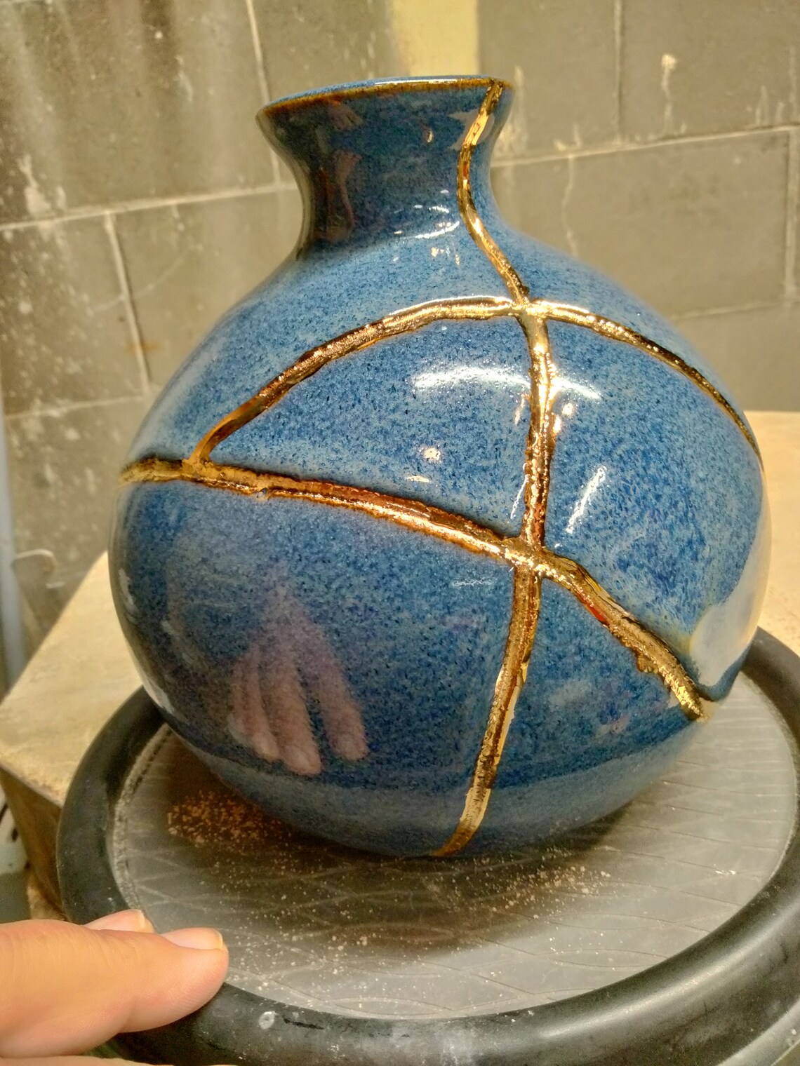 Kintsugi Style Vase Stoned Denim Color - Etsy