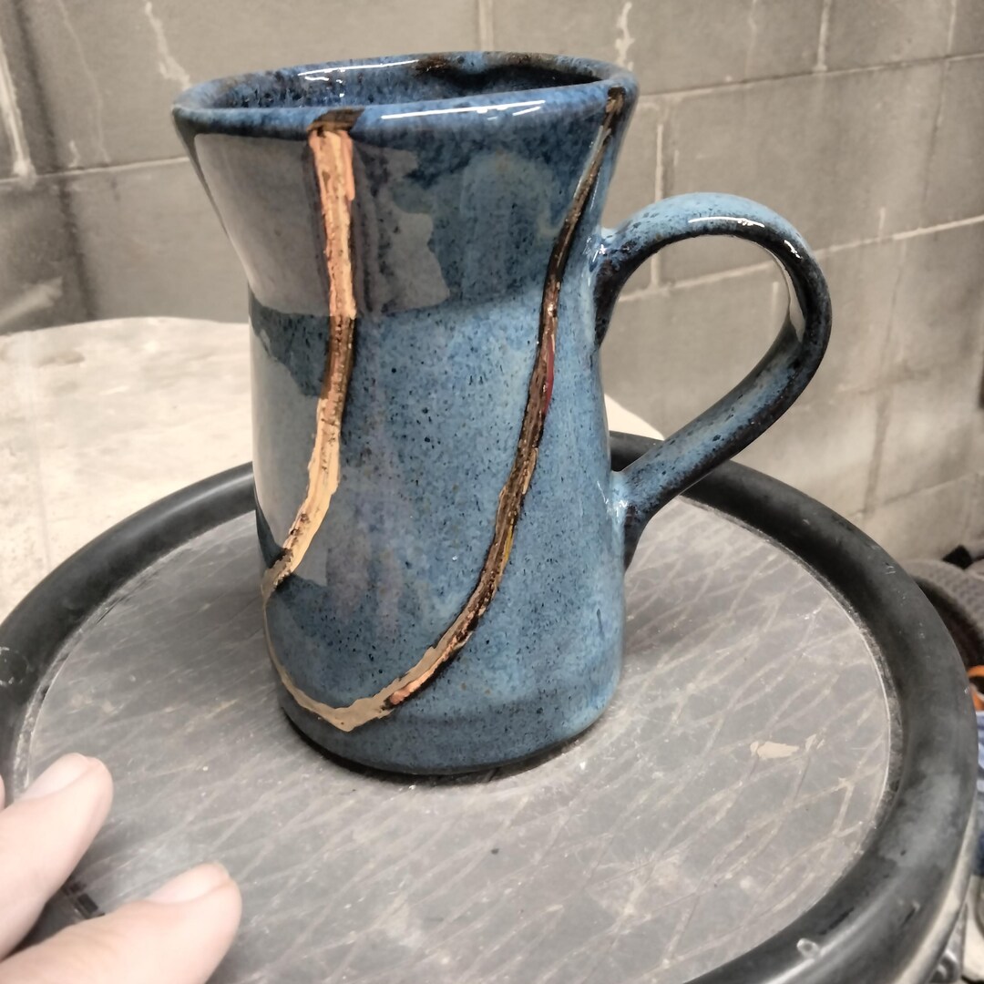 Kintsugi Style Ceramic Mug Blue - Etsy