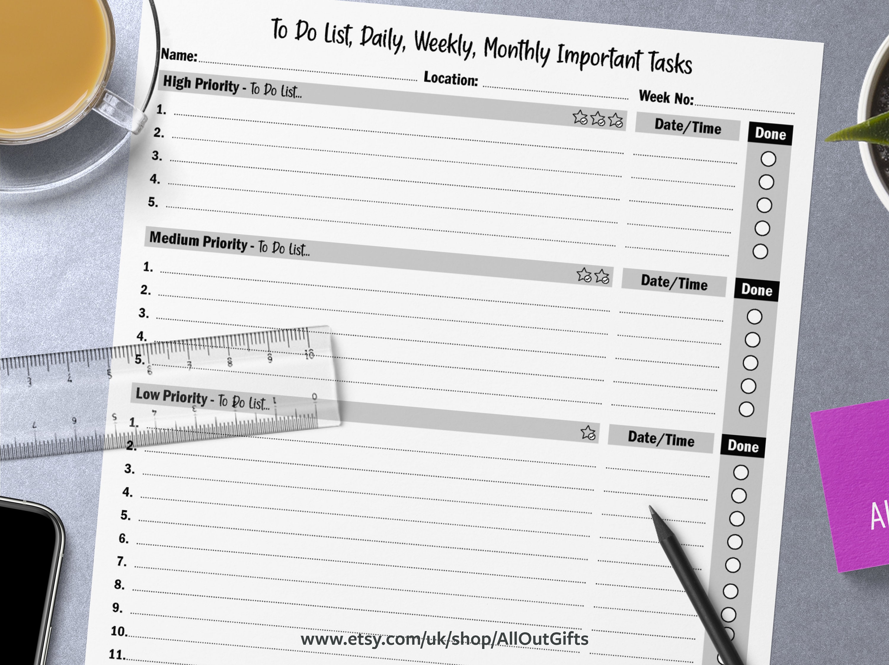 To Do List Printable, Monthly, Weekly, Daily Planner, Instant ...