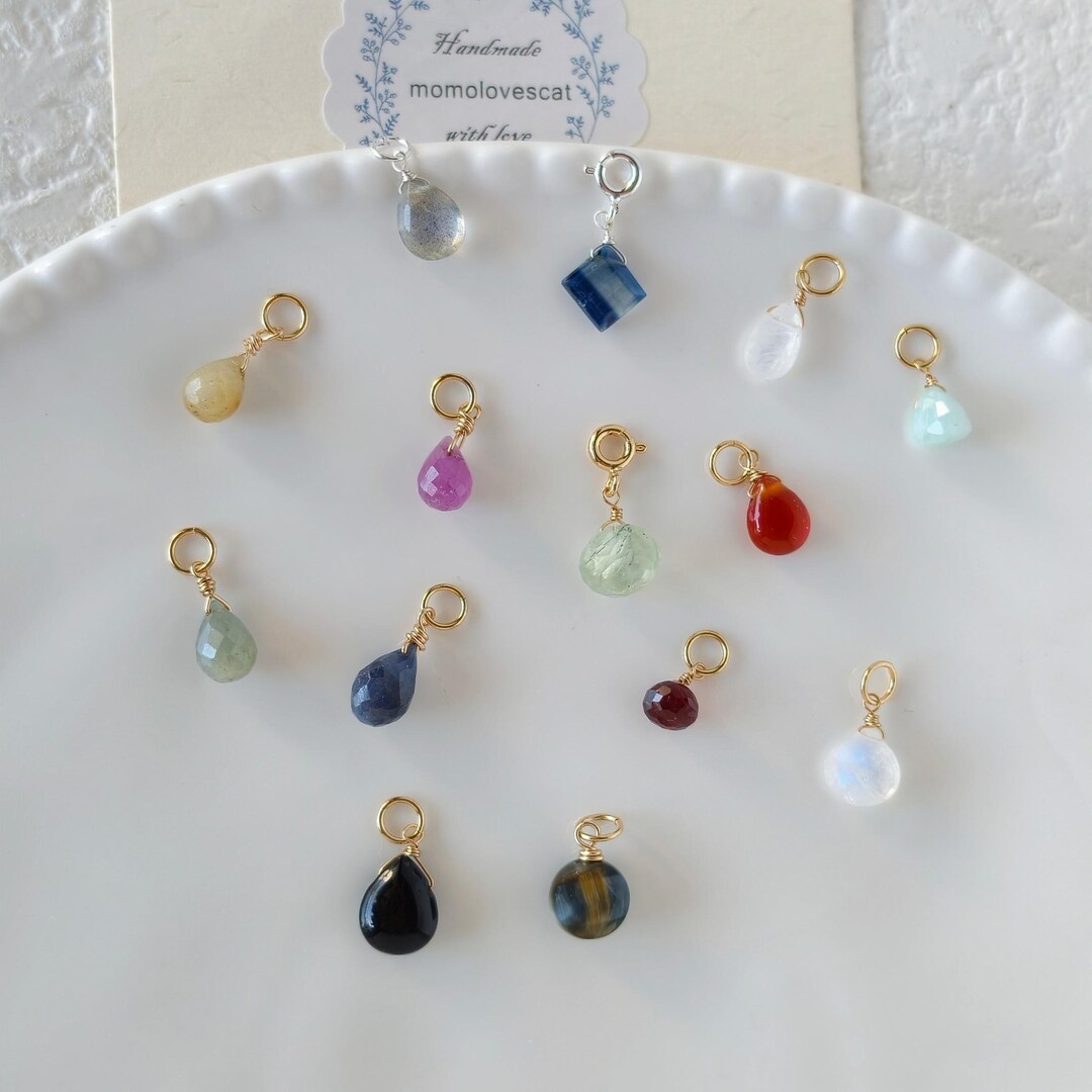 Natural Gemstones Charms Add On,tiny Pendant With Loop,mini Colorful ...