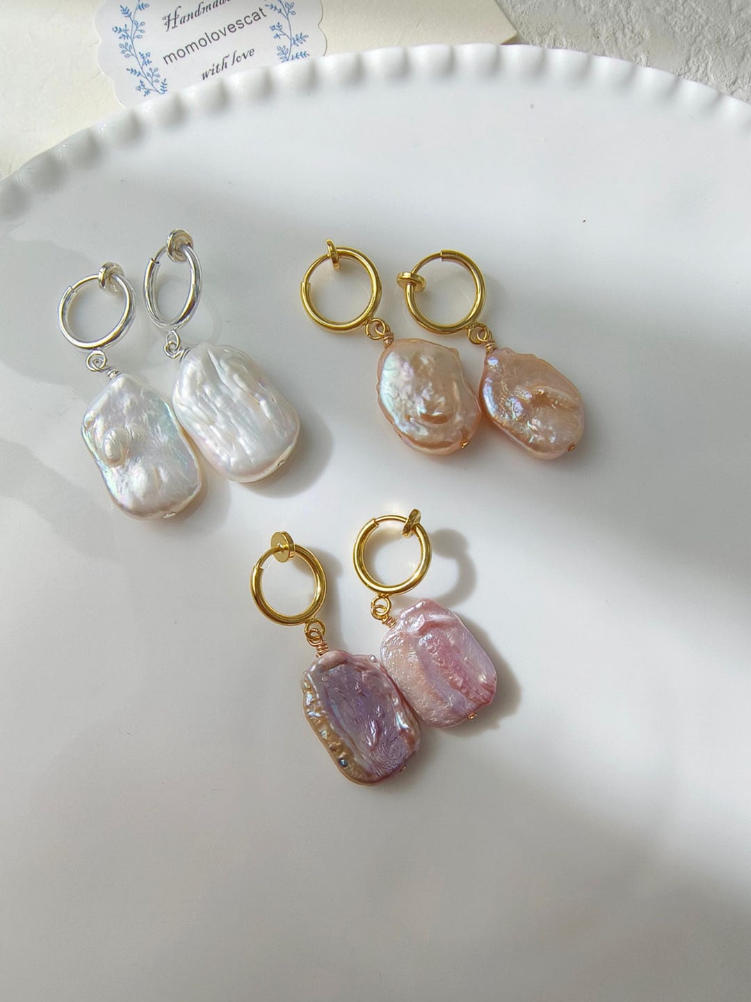 Non-pierced Earrings Oblong Pearls,unpierced Dangle Jewelry No Piercing ...