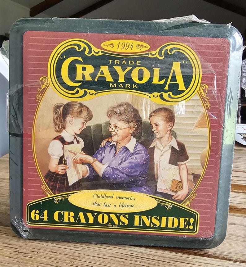 1994 Crayola Collectible Tin With 64 Crayons Inside - Etsy